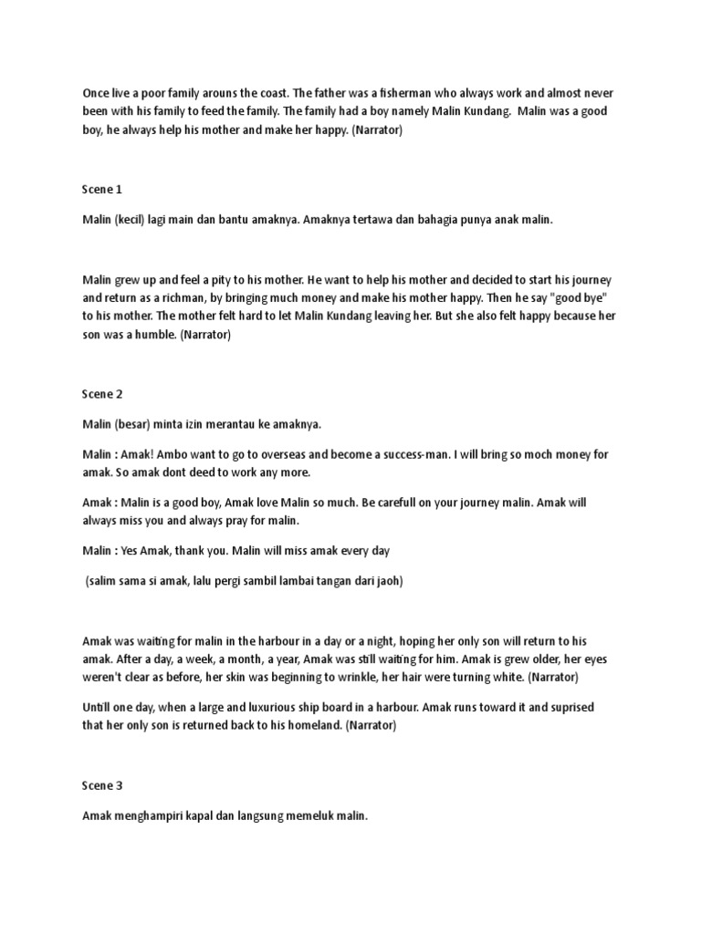 Malin Kundang (Teaterikal Story Script) | PDF | Leisure