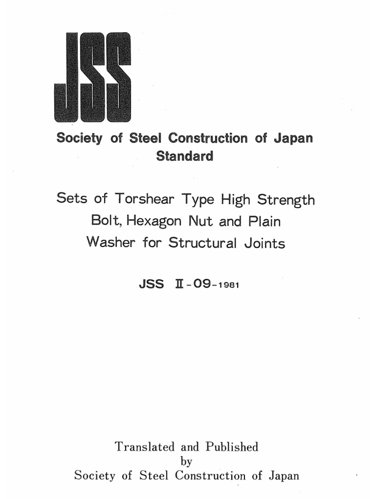 JSS II-09 For High Strength Bolt | PDF