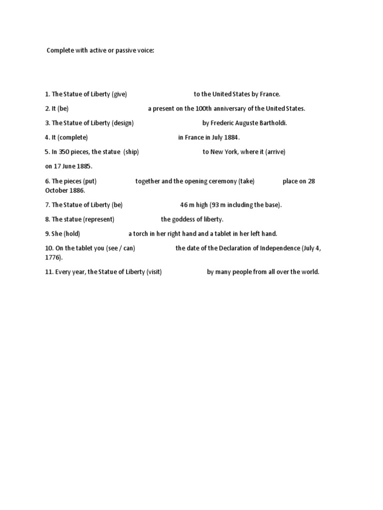 Complete With Active or Passive Voice | PDF