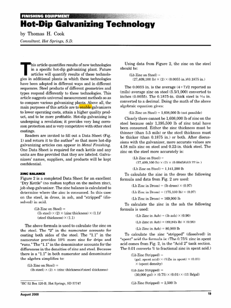 Hot Dip Galv Technology | PDF | Galvanization | Zinc