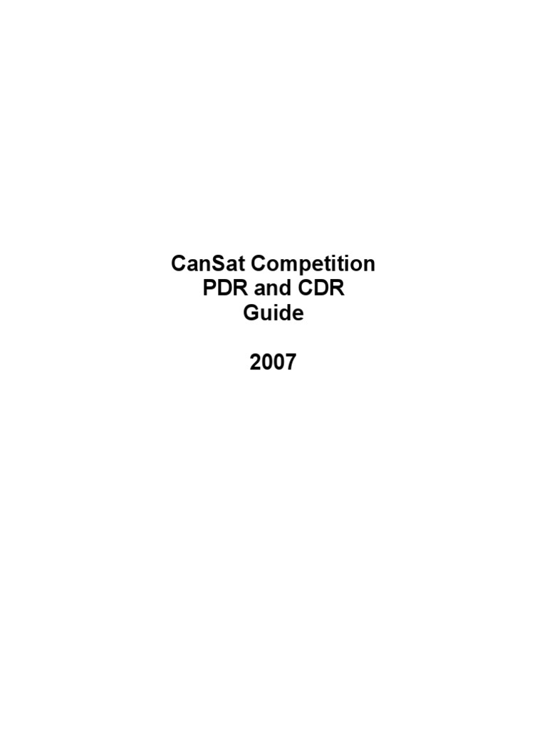 Cansat Competition PDR and CDR Guide 2007 | PDF | System | Data Analysis
