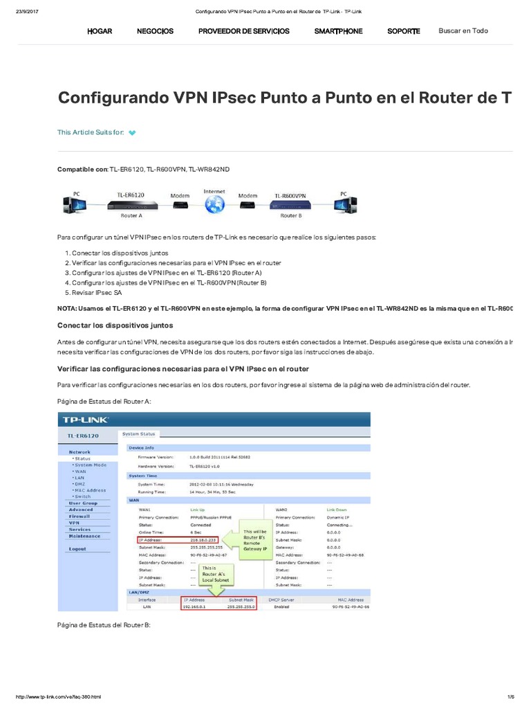 Configurando VPN IPsec Punto A Punto en El Router de TP-Link - TP-Link ...