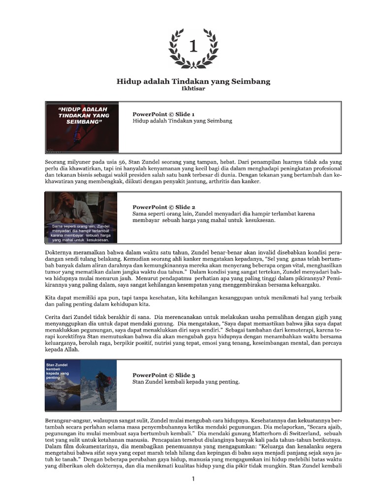 01 Hidup Adalah Tindakan Yang Seimbang - Ikhtisar | PDF