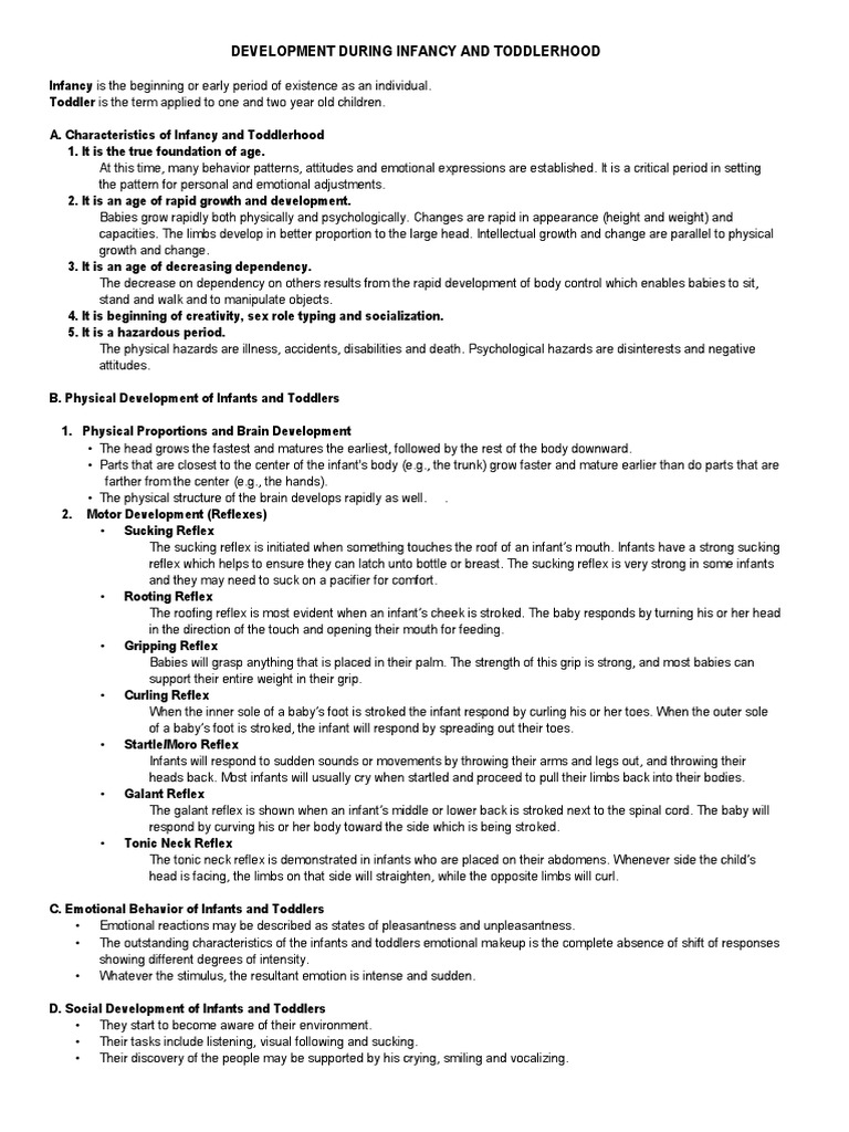 Development During Infancy and Toddlerhood | PDF | Infants | Human Life ...