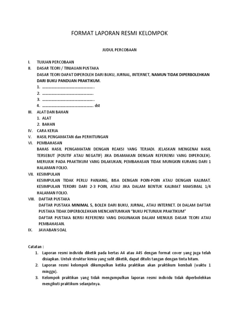 Format Laporan Resmi Kelompok | PDF