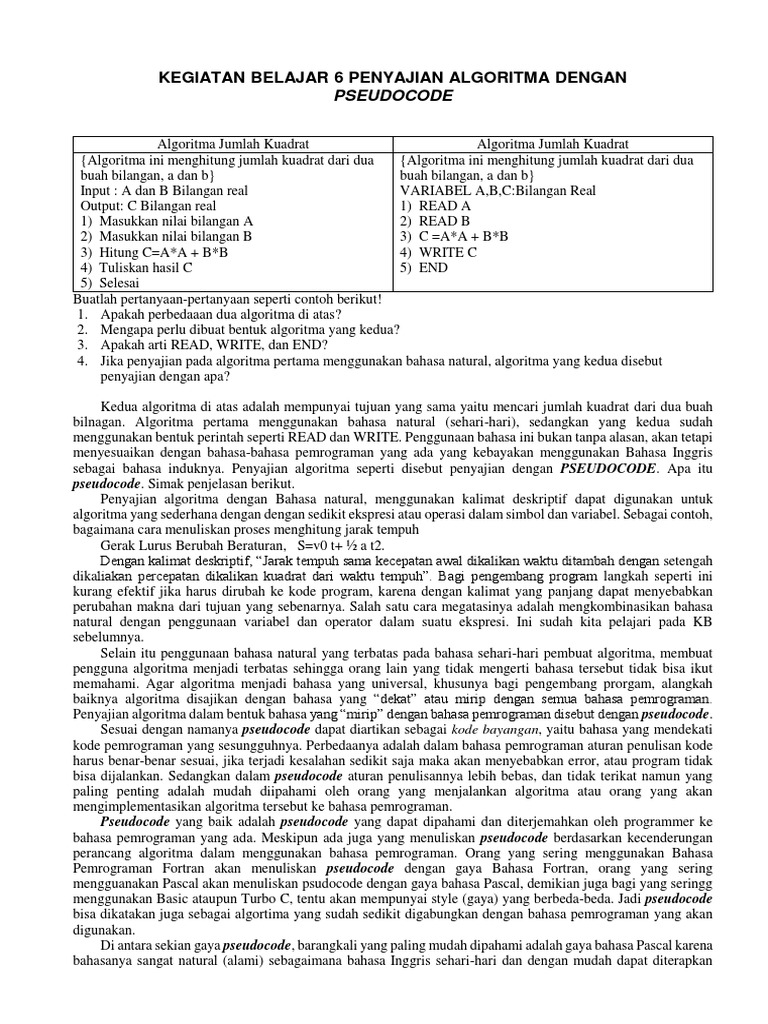 Materi Pseudocode | PDF