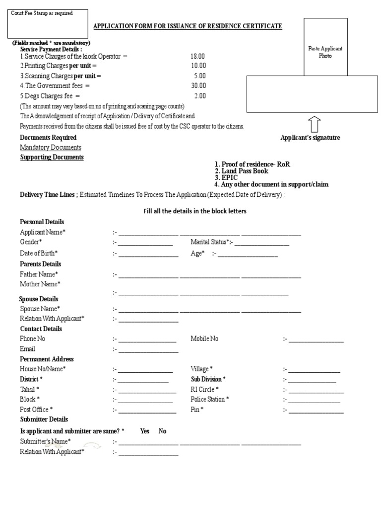Resident Certificate PDF | PDF | Government Information | Social ...