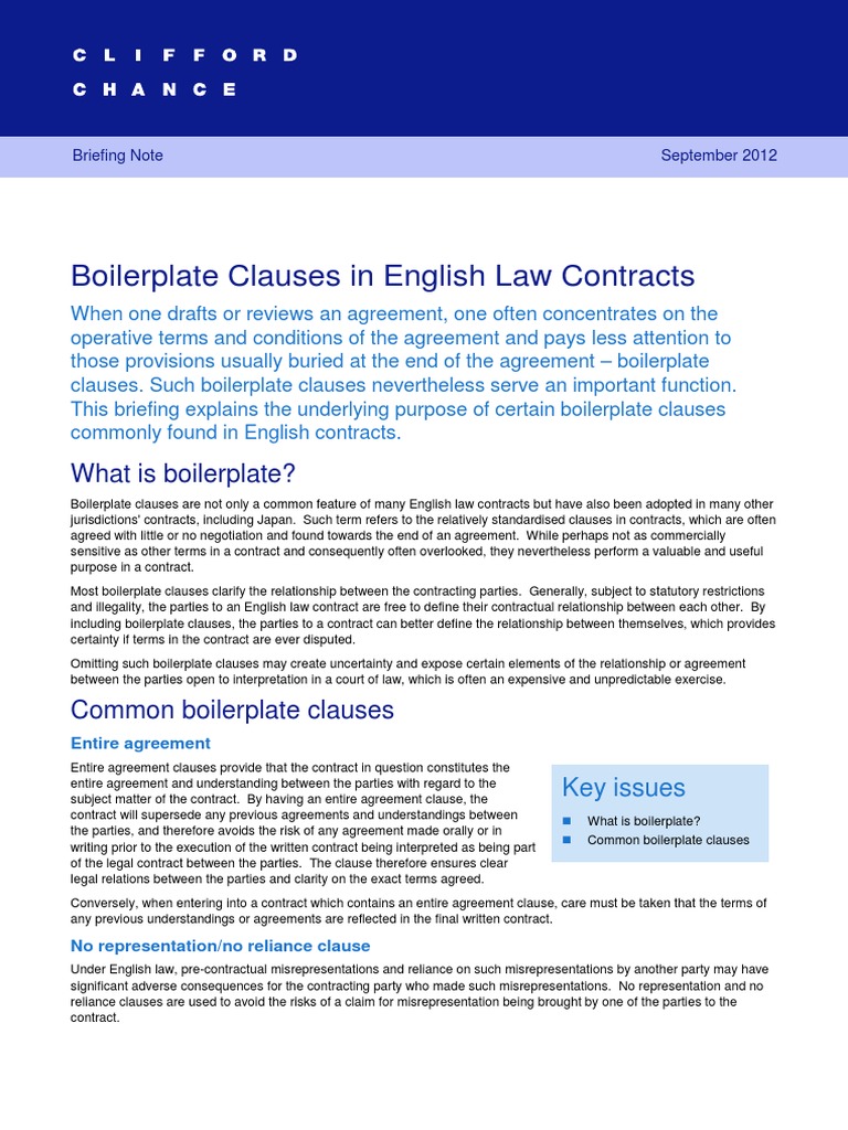 Tokyo 1 262689 v3 Client Briefing Boilerplate Clauses in English Law ...