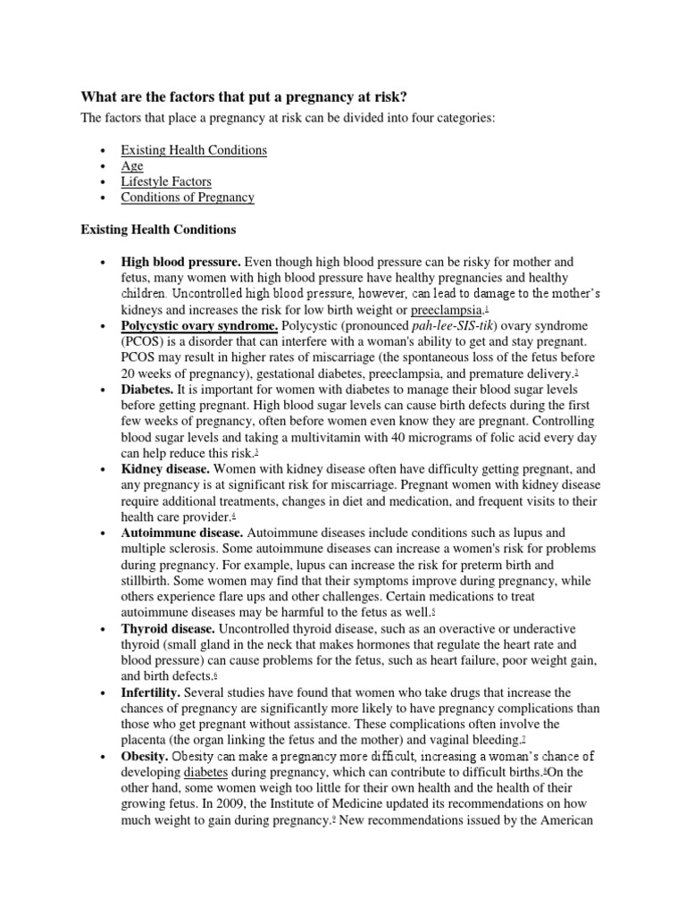 Pregnancy Risk Factors Guide | PDF | Preterm Birth | Pregnancy