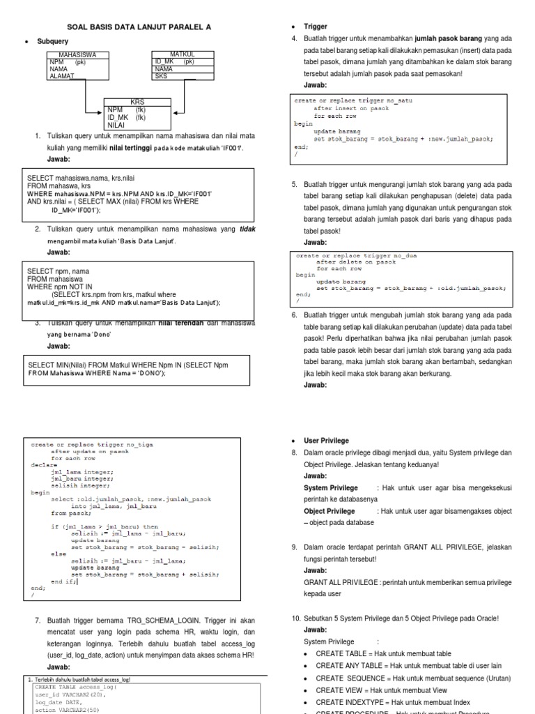 Soal Basis Data Lanjut Pdf