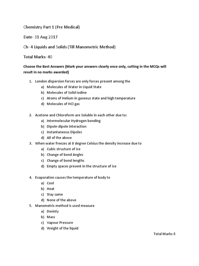 Chemistry Part 1 | PDF