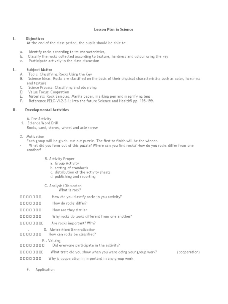 Lesson Plan in Science 4 A's | PDF | Color | Lesson Plan