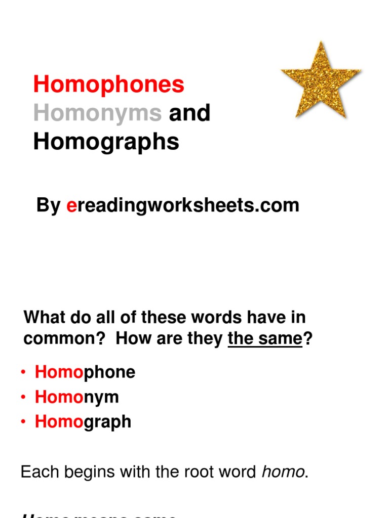 Understanding Homophones, Homonyms, and Homographs | PDF