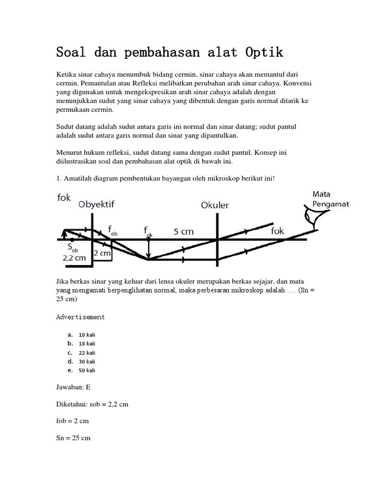 Soal Dan Pembahasan Alat Optik | PDF