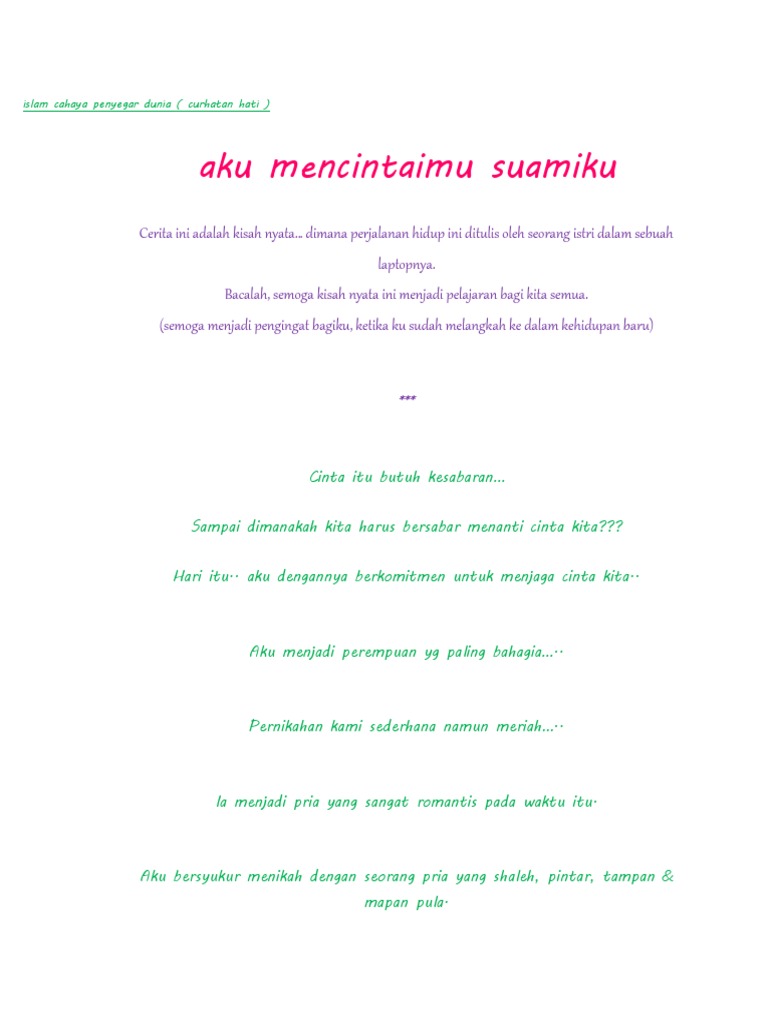 Aku Mencintaimu Suamiku | PDF | Puisi