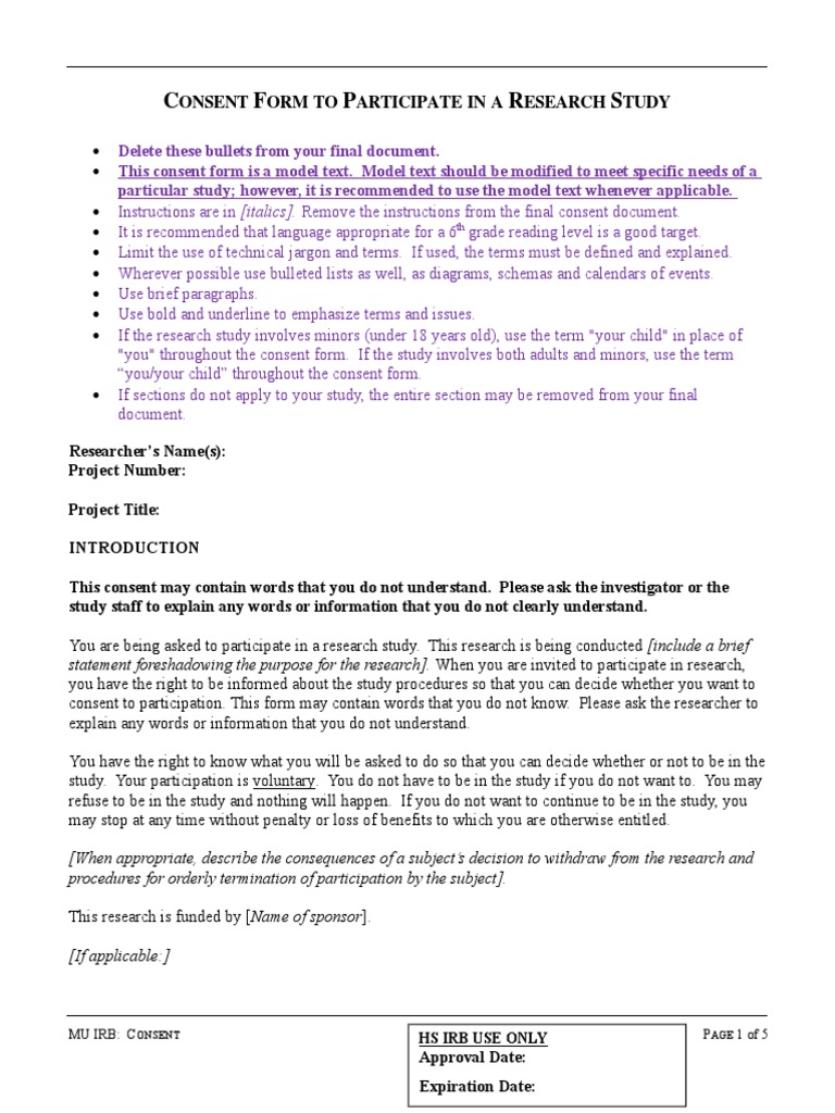 Research Consent Form | PDF | Institutional Review Board | Consent