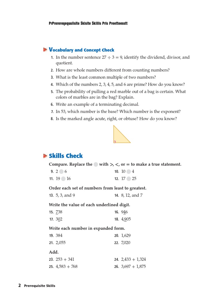 Prerequisite Math Skills Pretest | PDF | Fraction (Mathematics) | Numbers