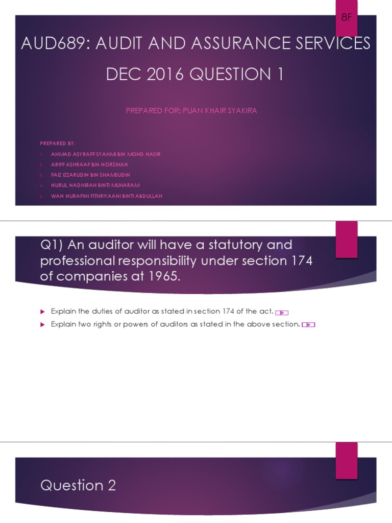 Aud689 Group Presentation | PDF | Auditor's Report | Audit