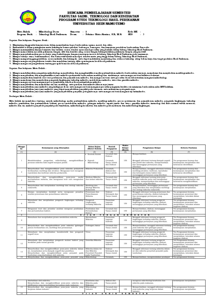 RPS Mikrobiologi Dasar THP | PDF