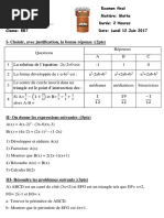 Examen de Maths 6ème EB6 2023 | PDF