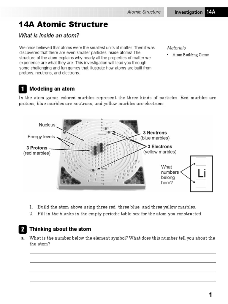 Atomic Structure & Periodic Table Games | PDF | Atoms | Chemical Elements