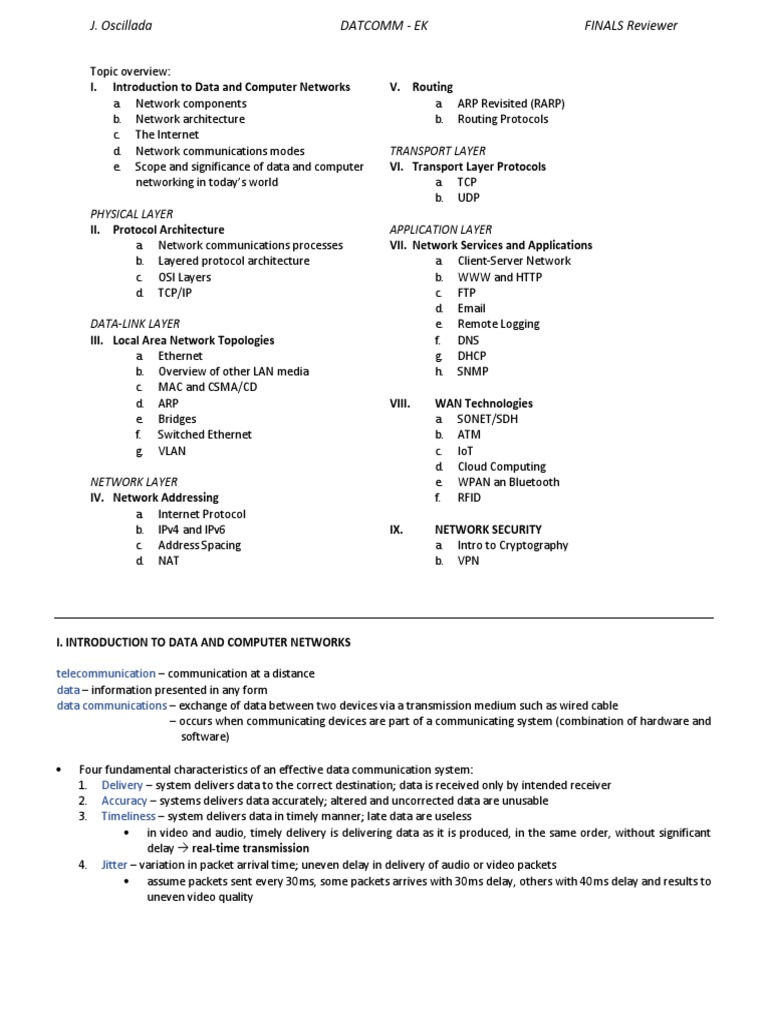 DATA COMMUNICATIONS Reviewer | PDF | I Pv6 | Computer Network