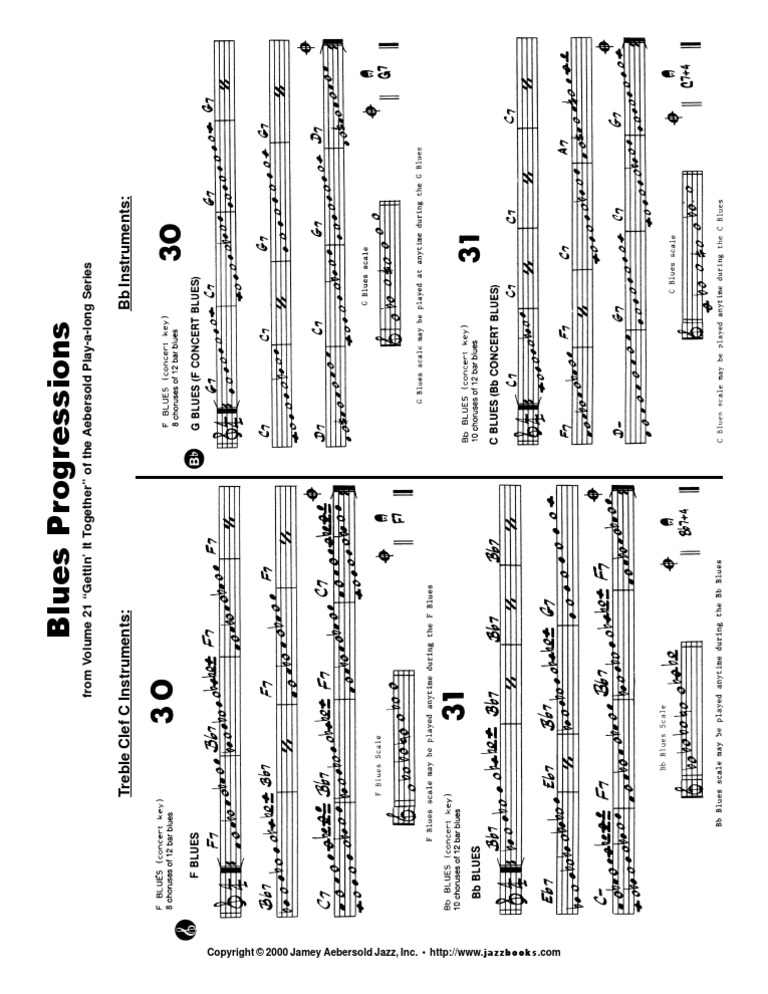 31 Blues Progressions Treble Bflat | PDF