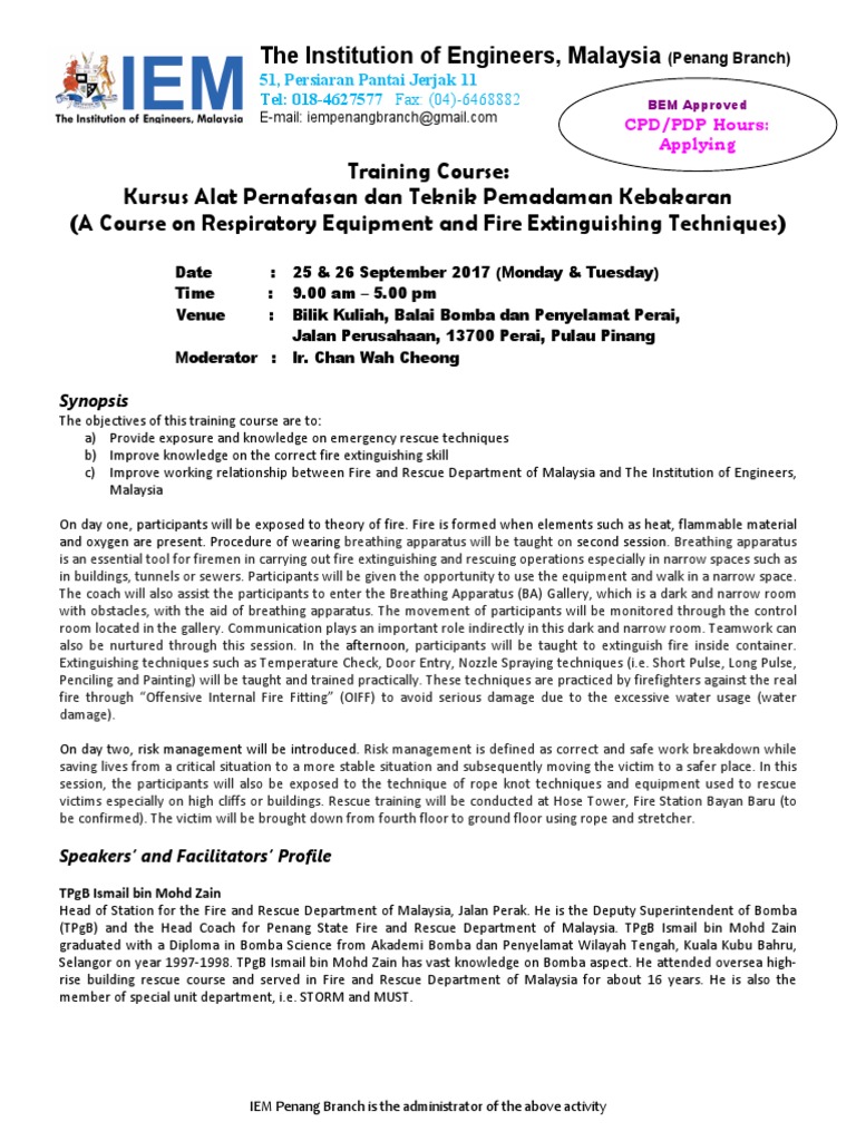 1 Flyer - Bomba Training Course Rev 3 | PDF | Firefighting | Emergency ...