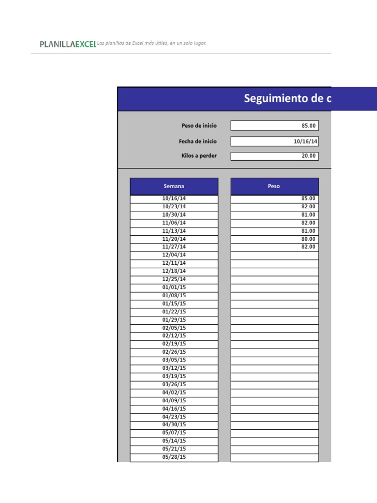 Planilla de Excel de Seguimiento y Control de Peso | PDF | Hoja de ...