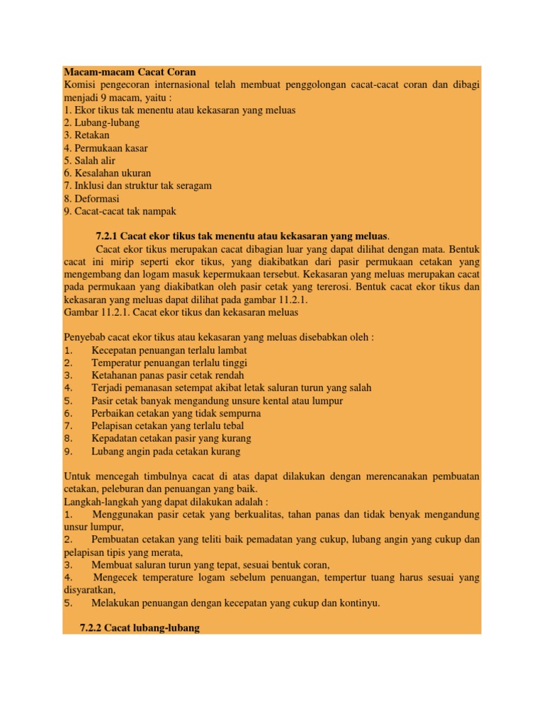 Macam Macam Cacat Pengecoran | PDF