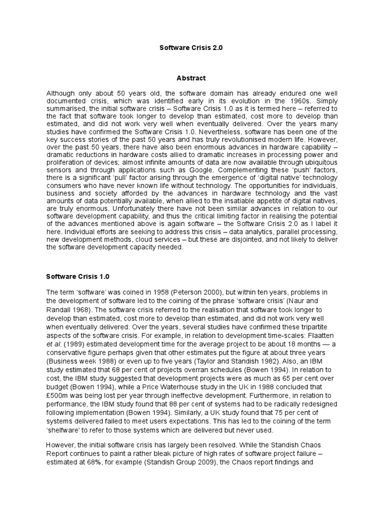 Software Crisis 2.0: Et Al. (1989) Estimated Development Time For The ...