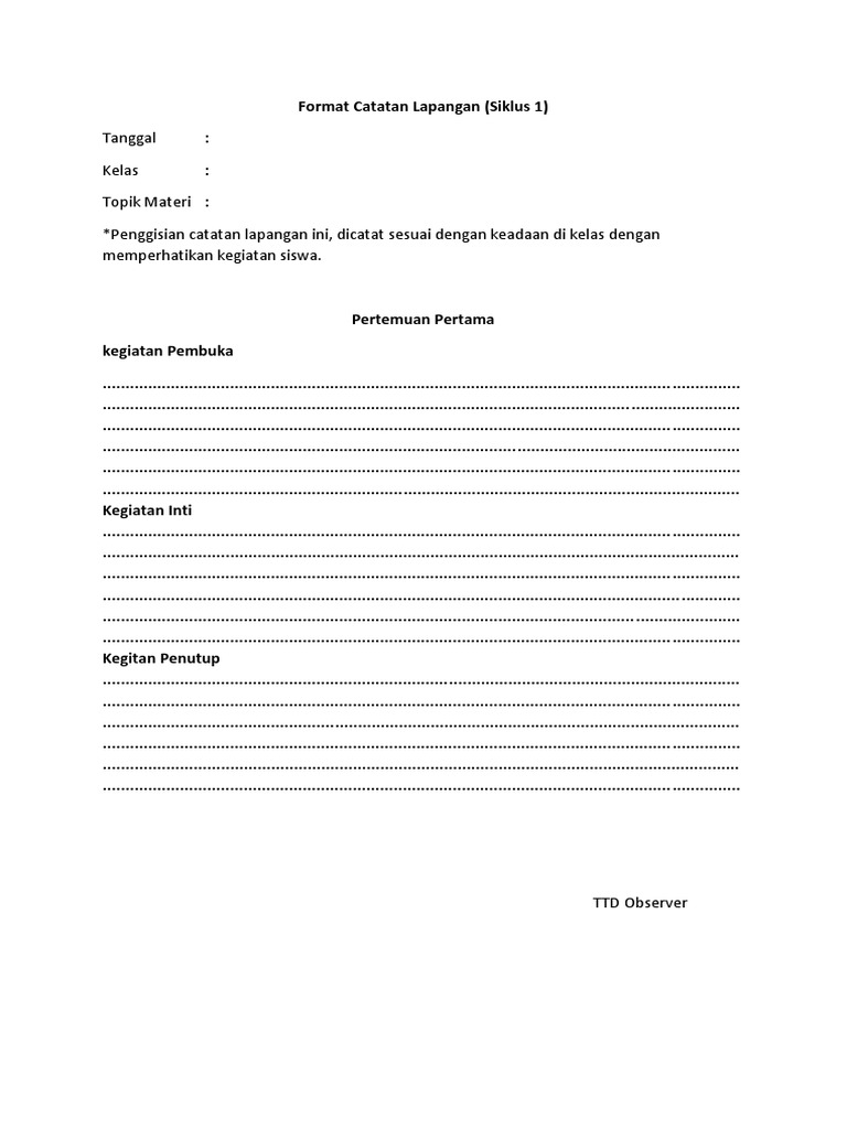 Format Catatan Lapangan | PDF