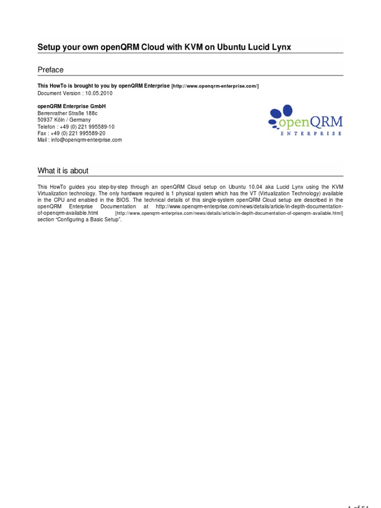 Setup Your Own OpenQRM Cloud On Ubuntu Lucid Lynx.10052010 | PDF | Cloud Computing | Utility ...