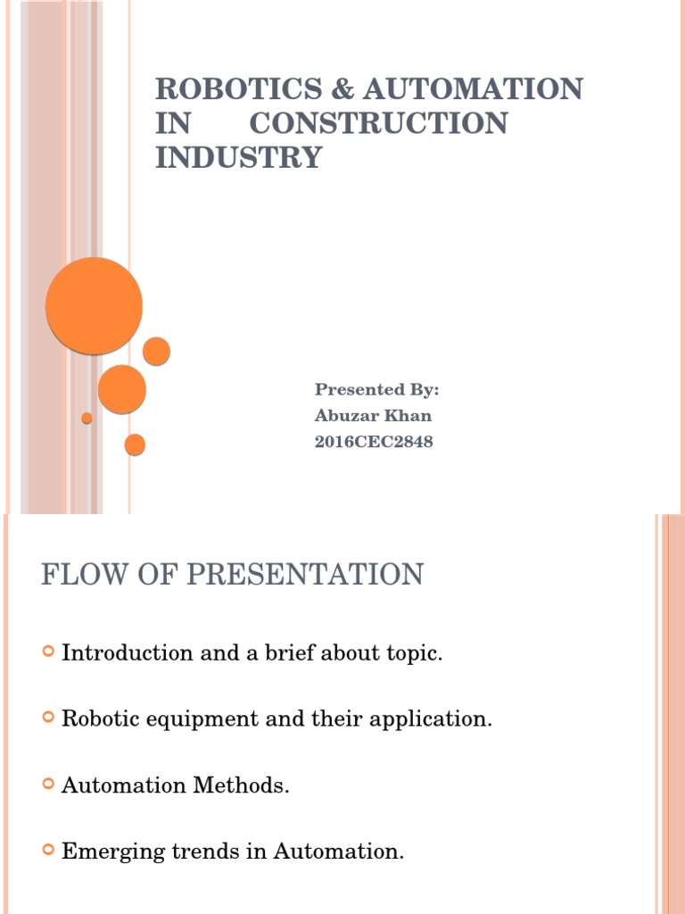 Robotics Automation In Construction Industry Pdf Automation Robot