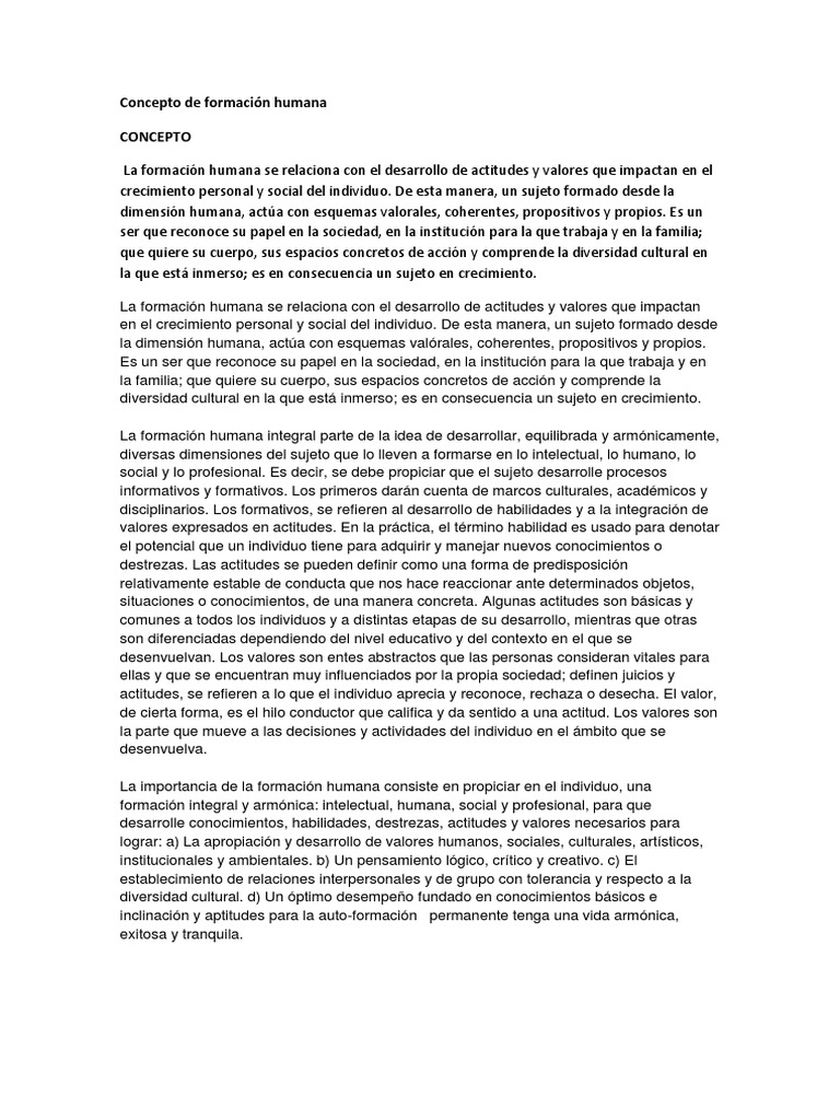 Concepto de Formación Humana