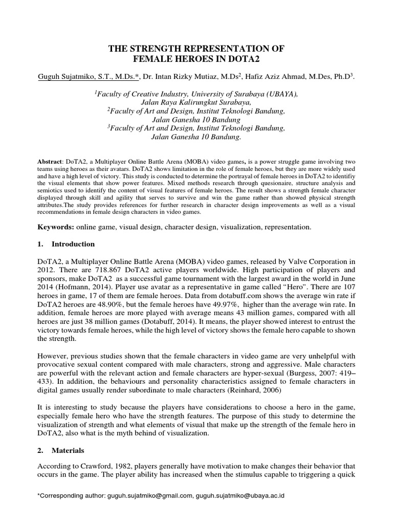 Female Hero Strength in DOTA2 | PDF | Representation (Arts) | Hero