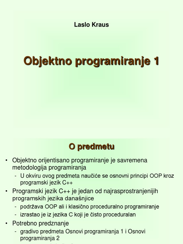 Objektno Programiranje 1 | PDF