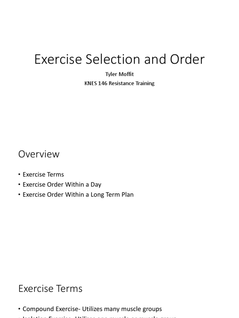 Exercise Selection and Order | PDF | Wellness