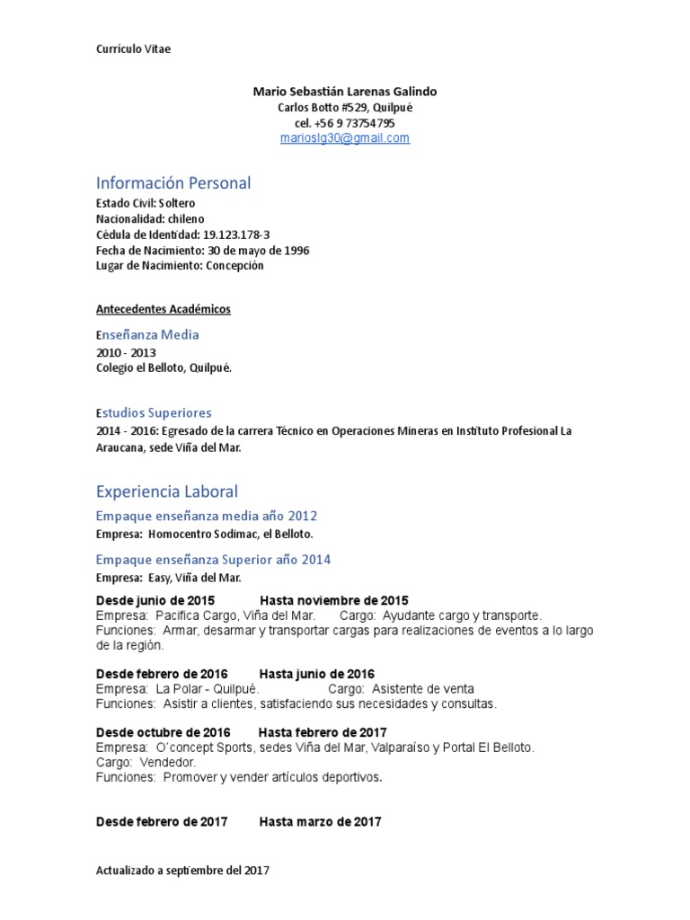 Curriculum Mario | PDF | Microsoft | Educación Secundaria