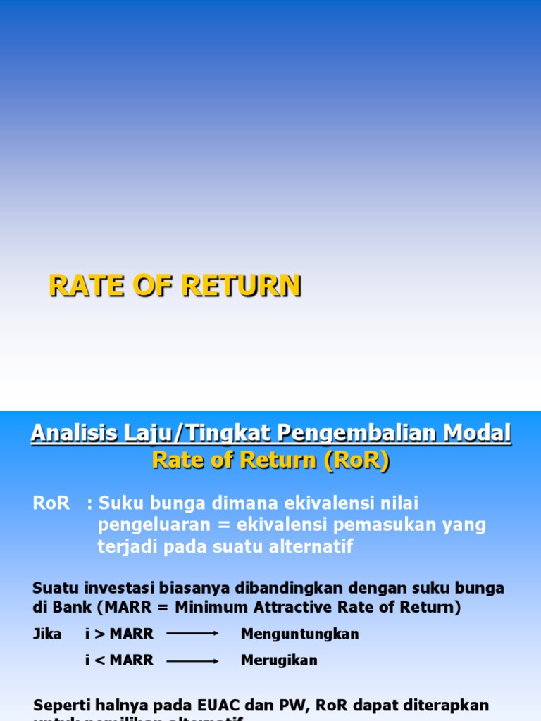 05 Rate of Return RoR PDF | PDF | Teknologi & Rekayasa