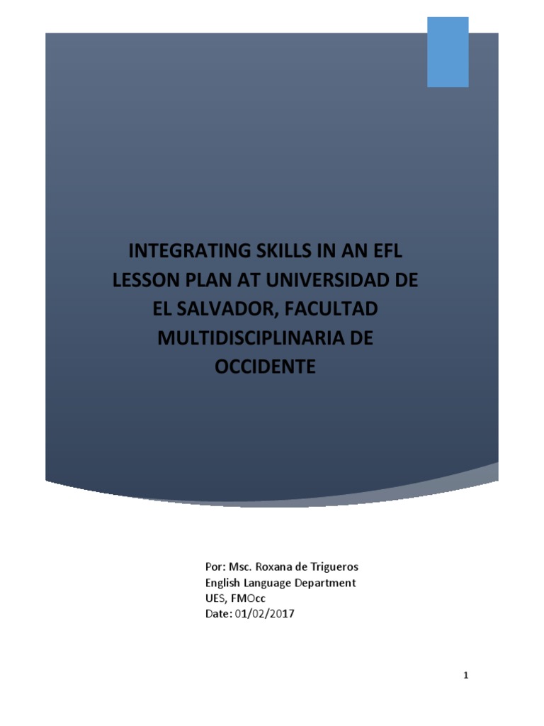 How To Write Lesson Plans Integrating The Four Macro Skills 2017 PDF ...