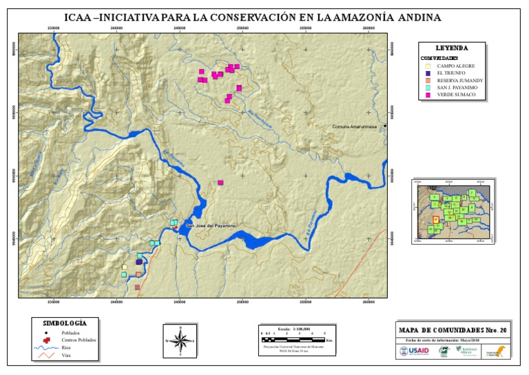 Mapa de Comunidades 20, Campo Alegre, El Triunfo, Reserva Jumandy, San ...