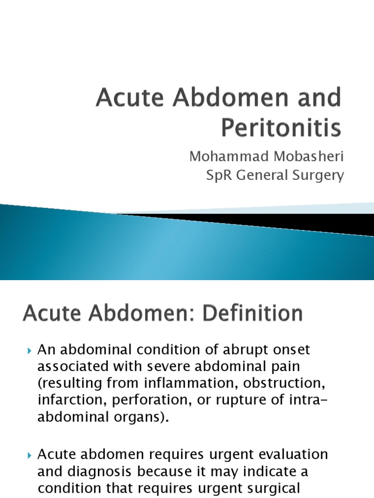 Acute Abdomen and Peritonitis | Download Free PDF | Peritoneum | Diseases And Disorders
