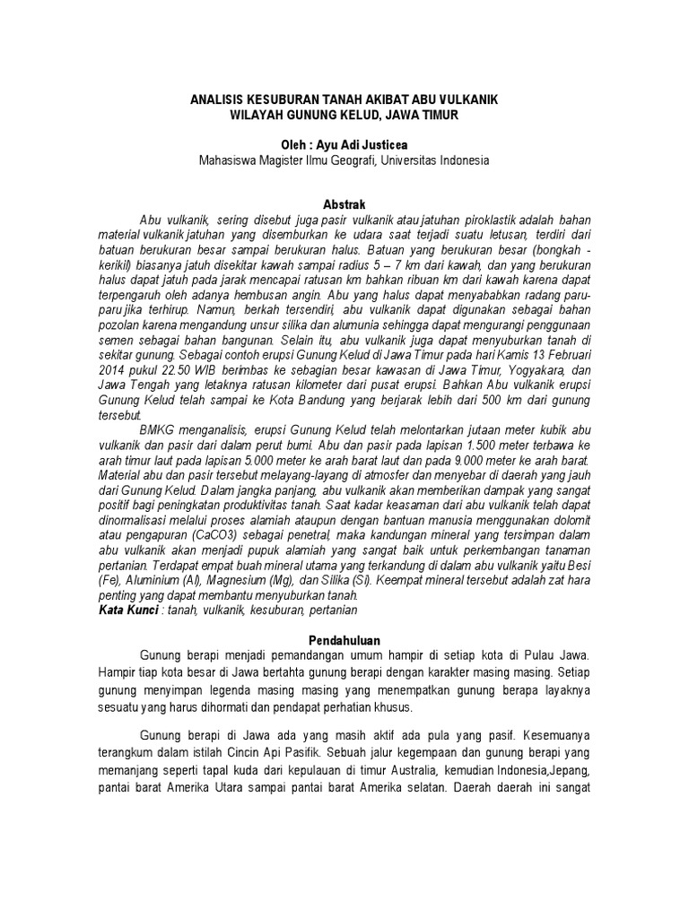 Analisis Kesuburan Tanah Akibat Abu Vulk | PDF