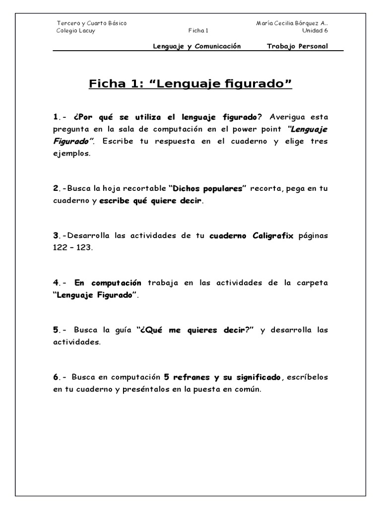 Lenguaje Figurado para Escolares | PDF | Ocio