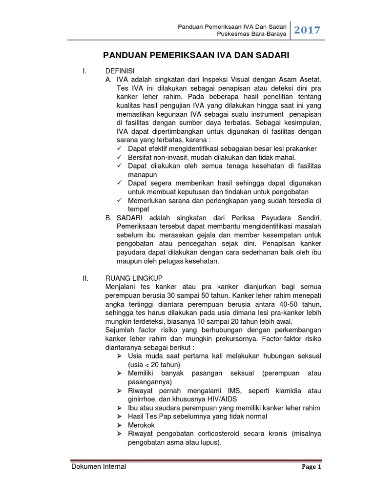 Panduan Pemeriksaan Iva Dan Sadari | PDF