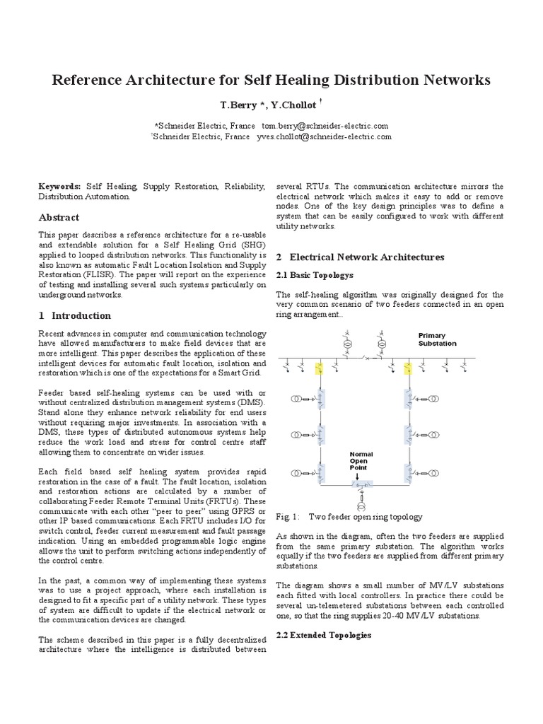 Reference Architecture For Self Healing Distribution Networks | PDF ...