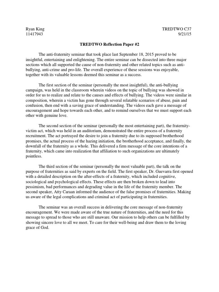 Reflection Paper #2 | PDF | Bullying | Applied Psychology