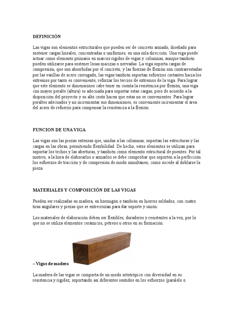 Vigas: Definición, Función y Materiales | PDF | Concreto reforzado ...