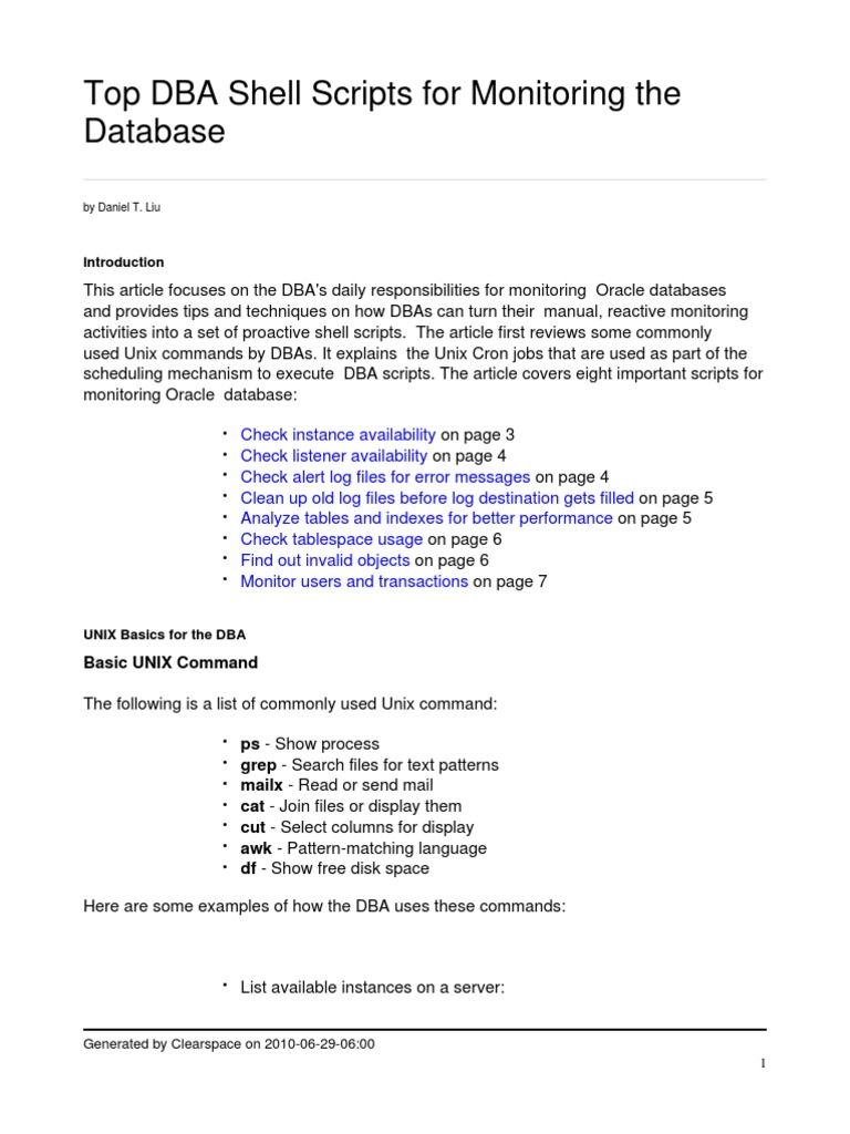 DBA Scripts | PDF | Oracle Database | Information Technology Management